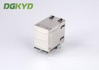 China Stack Two Port 10 Pin 1000 BASE RJ45 Ethernet Connector with LED and EMI Shielding - 0.35mm Gold Contacts for sale