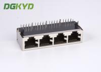 China 1x4 Multiple Port CAT5 RJ45 PCB Socket Connector Female 21.3mm with 1500Vrms Isolation for Communication Networks for sale