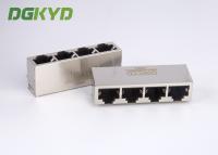 China 1x4 Multiple Port CAT5 RJ45 PCB Socket Connector Female 21.3mm with 1500Vrms Isolation for Communication Networks for sale