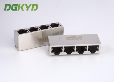 China 1x4 Multiple Port CAT5 RJ45 PCB Socket Connector Female 21.3mm with 1500Vrms Isolation for Communication Networks for sale
