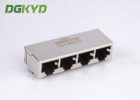 China 1x4 Multiple Port CAT5 RJ45 PCB Socket Connector Female 21.3mm with 1500Vrms Isolation for Communication Networks for sale