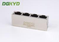 China 1x4 Multiple Port CAT5 RJ45 PCB Socket Connector Female 21.3mm with 1500Vrms Isolation for Communication Networks for sale