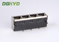 China 1000BASE 1x4 Multi Port RJ45 Modular Jack Gigabit Ethernet Connector with -40°C to +85°C Temperature Range and LED Indicators for sale