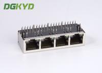 China 1000BASE 1x4 Multi Port RJ45 Modular Jack Gigabit Ethernet Connector with -40°C to +85°C Temperature Range and LED Indicators for sale