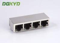 China 1000BASE 1x4 Multi Port RJ45 Modular Jack Gigabit Ethernet Connector with -40°C to +85°C Temperature Range and LED Indicators for sale