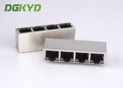 China 1000BASE 1x4 Multi Port RJ45 Modular Jack Gigabit Ethernet Connector with -40°C to +85°C Temperature Range and LED Indicators for sale