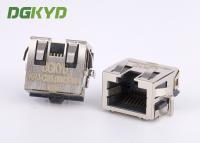 China SMT Sinking Board Shielded RJ45 Jack Single Port with EMI Fingers - Low Profile 90 Degree Design for 1 Gbps Ethernet for sale