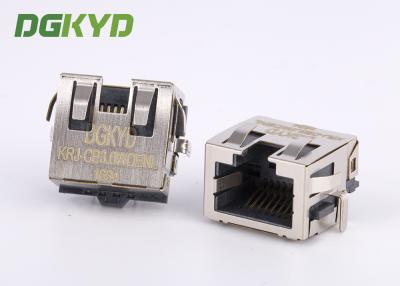 China SMT Sinking Board Shielded RJ45 Jack Single Port with EMI Fingers - Low Profile 90 Degree Design for 1 Gbps Ethernet for sale