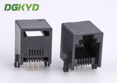 China KRJ-55216P6CNL Black Plastic Housing 6P6C RJ11 Telephone Jack Connector with Gold Plating for sale
