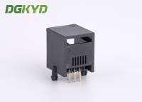 China Single Port 6P6C RJ11 Female Jack Connector with Black Housing for Telephone Devices and USB Hubs for sale