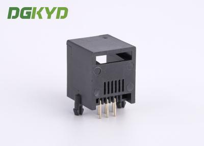 China Single Port 6P6C RJ11 Female Jack Connector with Black Housing for Telephone Devices and USB Hubs for sale