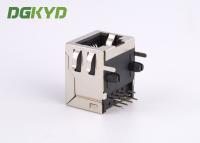 China Shielded PCB Mount RJ45 Keystone Jack 10P8C Connector with Side Entry and Gold 6μ Plating for sale