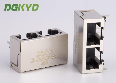 China 1x2 Ganged Tow Port Shielded Rj45 Modular Jack Without Internal Filter , 10p8c for sale