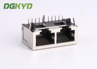China 1x2 Ganged Tow Port Shielded Rj45 Modular Jack Without Internal Filter , 10p8c for sale