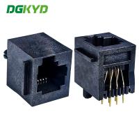 China RJ12 6P6C Modular Jack 1x1 Left Ear Buckle Fully Plastic Connector for PCB for sale