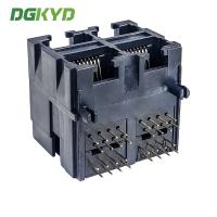China RJ45 2x2 Stacked 8P8C Modular Jack Connector Unshielded 1000M BASE-TX Through Hole for sale