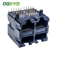 China RJ45 2x2 Stacked 8P8C Modular Jack Connector Unshielded 1000M BASE-TX Through Hole for sale