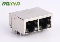 China 1000BASE 2-Port CAT6 RJ45 Modular Jack with Internal Transformer - 21.3mm Length, RoHS Compliant for sale