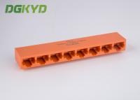 China KRJ-592118NL Orange Unshielded 8 Port RJ45 Connector Jack with 0.6 µin Gold Plating for Ethernet Switch for sale