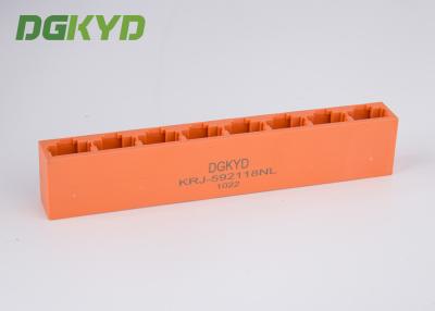 China KRJ-592118NL Orange Unshielded 8 Port RJ45 Connector Jack with 0.6 µin Gold Plating for Ethernet Switch for sale