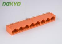 China KRJ-592118NL Orange Unshielded 8 Port RJ45 Connector Jack with 0.6 µin Gold Plating for Ethernet Switch for sale