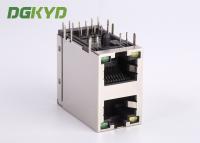 China Cat 3 Stack RJ45 2x1 Dual Port Connector with LED Indicators - 8 Position 8 Contact Side Entry Mount for sale