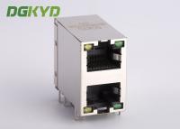 China Cat 3 Stack RJ45 2x1 Dual Port Connector with LED Indicators - 8 Position 8 Contact Side Entry Mount for sale