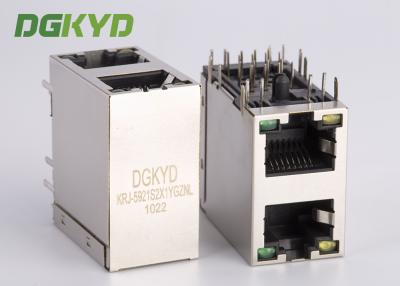 China Cat 3 Stack RJ45 2x1 Dual Port Connector with LED Indicators - 8 Position 8 Contact Side Entry Mount for sale