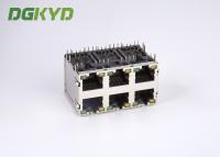 China KRJ-5921S2X3YGZENL Metal Shielded RJ45 Stacked 2x3 Connector with G/Y LED Cat5e for sale