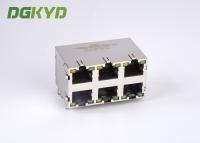 China KRJ-5921S2X3YGZENL Metal Shielded RJ45 Stacked 2x3 Connector with G/Y LED Cat5e for sale