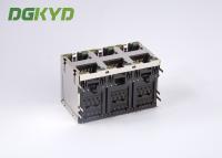 China KRJ-5921S2X3YGZENL Metal Shielded RJ45 Stacked 2x3 Connector with G/Y LED Cat5e for sale