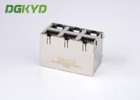 China KRJ-5921S2X3YGZENL Metal Shielded RJ45 Stacked 2x3 Connector with G/Y LED Cat5e for sale