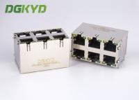 China KRJ-5921S2X3YGZENL Metal Shielded RJ45 Stacked 2x3 Connector with G/Y LED Cat5e for sale