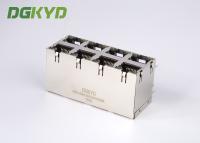 China Stack RJ45 Dual Deck 2×4 Connector with 8 Positions, Y/G LED, RoHS Compliant for -40°C to 85°C Operation for sale