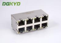 China Stack RJ45 Dual Deck 2×4 Connector with 8 Positions, Y/G LED, RoHS Compliant for -40°C to 85°C Operation for sale