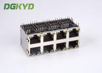 China Stack RJ45 Dual Deck 2×4 Connector with 8 Positions, Y/G LED, RoHS Compliant for -40°C to 85°C Operation for sale