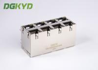 China Stack RJ45 Dual Deck 2×4 Connector with 8 Positions, Y/G LED, RoHS Compliant for -40°C to 85°C Operation for sale