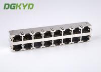 China Stack RJ45 Female Jack 2×8 Port Top Entry Ethernet Connector 1.02mm Pitch 750 Cycles Durability for sale