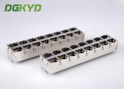 China Stack RJ45 Female Jack 2×8 Port Top Entry Ethernet Connector 1.02mm Pitch 750 Cycles Durability for sale