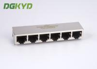 China Metal Shield Ganged 6 Port RJ45 Keystone Jack 8P8C No LED Tab Down Cat3 for sale