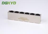 China Metal Shield Ganged 6 Port RJ45 Keystone Jack 8P8C No LED Tab Down Cat3 for sale