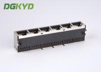 China Metal Shield Ganged 6 Port RJ45 Keystone Jack 8P8C No LED Tab Down Cat3 for sale