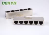 China Metal Shield Ganged 6 Port RJ45 Keystone Jack 8P8C No LED Tab Down Cat3 for sale