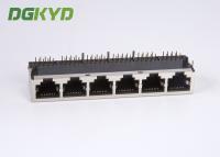 China Metal Shield Ganged 6 Port RJ45 Keystone Jack 8P8C No LED Tab Down Cat3 for sale