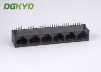 China Black Plastic Housing 6 Port RJ45 Connector Cat3 Unshielded Side Entry DIP for sale
