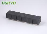 China Black Plastic Housing 6 Port RJ45 Connector Cat3 Unshielded Side Entry DIP for sale
