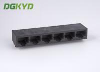 China Black Plastic Housing 6 Port RJ45 Connector Cat3 Unshielded Side Entry DIP for sale