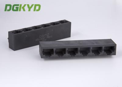 China Black Plastic Housing 6 Port RJ45 Connector Cat3 Unshielded Side Entry DIP for sale