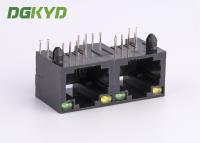 China KRJ-56S1X2YGWKNL Tab Up 2 Port Gigabit RJ45 Ethernet Jack Shielded for UTP CAT5e CAT6 for sale