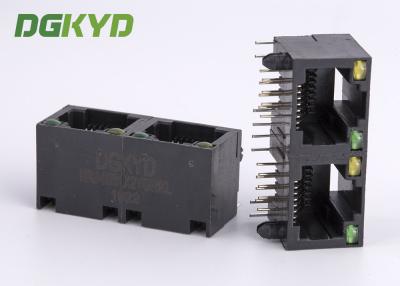 China KRJ-56S1X2YGWKNL Tab Up 2 Port Gigabit RJ45 Ethernet Jack Shielded for UTP CAT5e CAT6 for sale